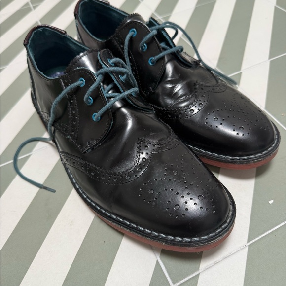 Ted Baker | Shoes | Ted Baker Black Leather Brogues With Blue Laces ...